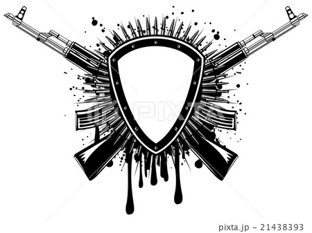 shield with crossed machine gunsのイラスト素材 [21438393] - PIXTA