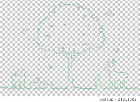 Illustration of trees and animals - Stock Illustration [21811502] - PIXTA