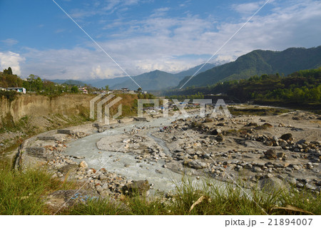view of river with limestone in Pokhara, Nepalの写真素材 [21894007] - PIXTA