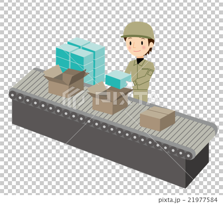 Worker performing box packing work - Stock Illustration [21977584] - PIXTA