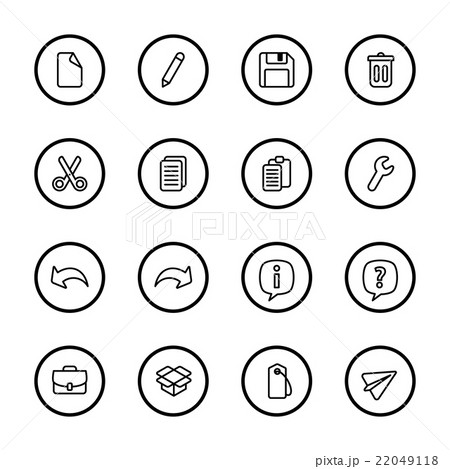 black line web icon set circle frameのイラスト素材 [22049118] - PIXTA