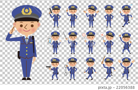 Police officer's pose set (16 types) - Stock Illustration [22056388 ...