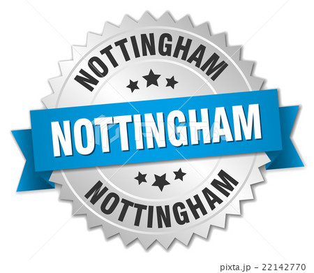 Nottingham round silver badge with blue ribbonのイラスト素材 [22142770] - PIXTA