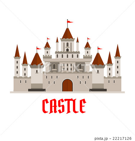 Fortified castle icon with flags and watchtowersのイラスト素材 [22217126] - PIXTA