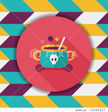 witches cauldron flat icon with long shadow,eps10のイラスト素材 [22504357] - PIXTA