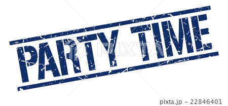 party time blue grunge square vintage rubber stampのイラスト素材 [22846401 ...