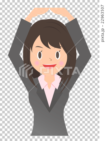 Female employee who expresses correct answer in... - Stock Illustration ...