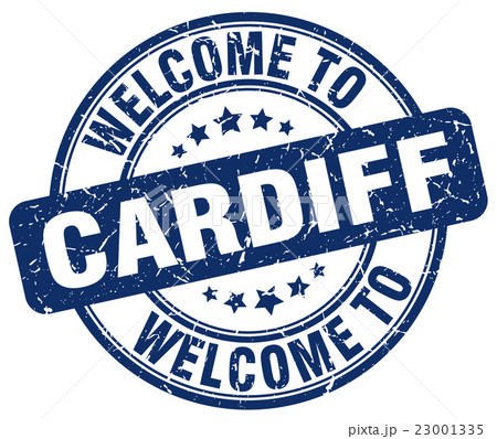 welcome to Cardiff blue round vintage stampのイラスト素材 [23001335] - PIXTA