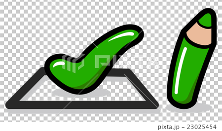 Checkmark and green pencil - Stock Illustration [23025454] - PIXTA