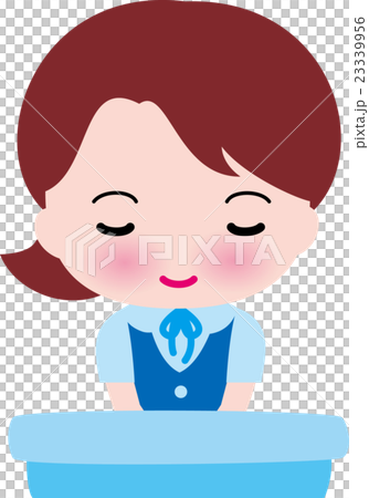 Reception desk Smiley female staff Greetings - Stock Illustration ...