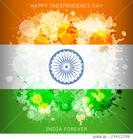 India independence day flag with paint spotsのイラスト素材 [23412299] - PIXTA