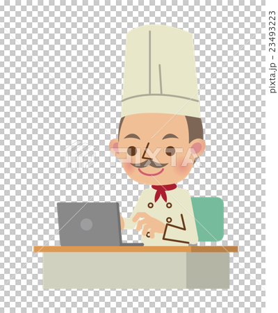 Chef · cook operating a personal computer - Stock Illustration ...