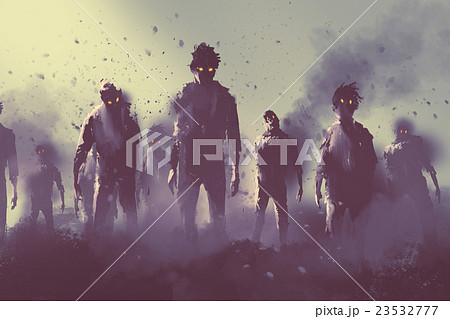 zombie crowd, halloween conceptのイラスト素材 [23532777] - PIXTA
