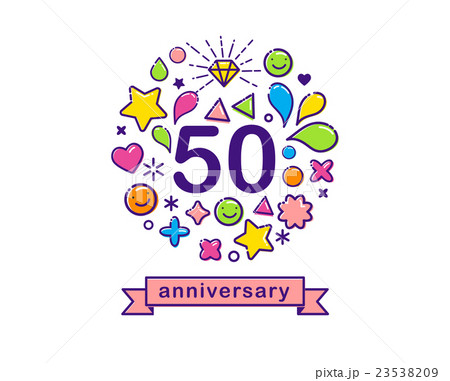 Anniversary background with happy outline iconsのイラスト素材 [23538209] - PIXTA