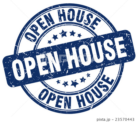 open house blue grunge round vintage rubber stampのイラスト素材 [23570443] - PIXTA