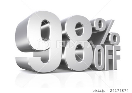 3D render silver text 98 percent off.のイラスト素材 [24172374] - PIXTA