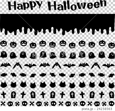 Set of Halloween line material Silhouette - Stock Illustration ...
