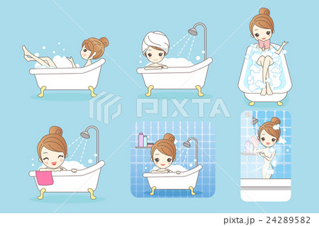 cartoon woman is taking bathのイラスト素材 [24289582] - PIXTA