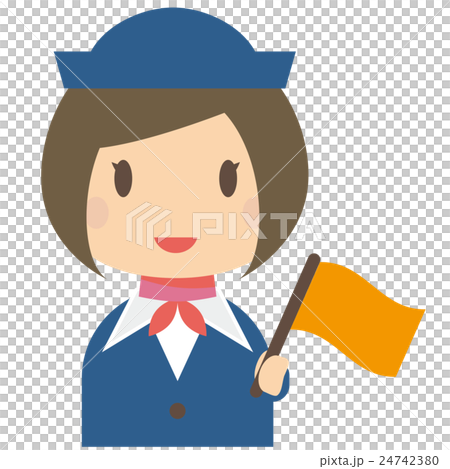 Bus Guide Ladies Tour Operator Blue Uniforms Flag - Stock Illustration ...