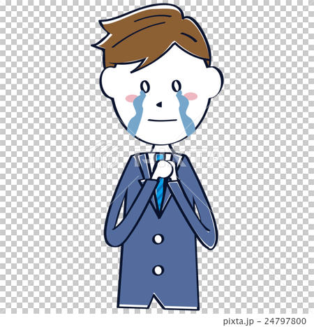 Cute line drawing salaryman crying upper body - Stock Illustration ...