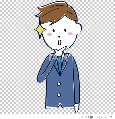 Cute line drawing salaryman interests upper body - Stock Illustration ...