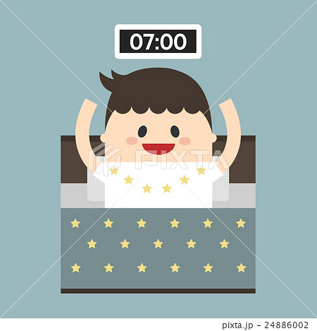 Businessman wake up early, vector, flat designのイラスト素材 [24886002] - PIXTA