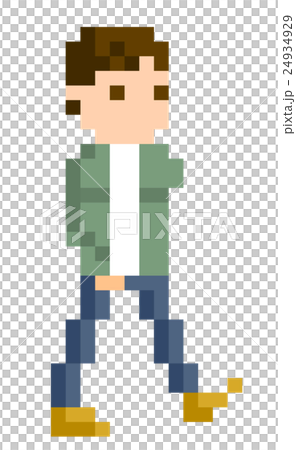 Pixel illustration: Walking young man - Stock Illustration [24934929 ...