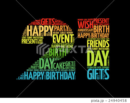 Happy 21st birthday word cloudのイラスト素材 [24940458] - PIXTA