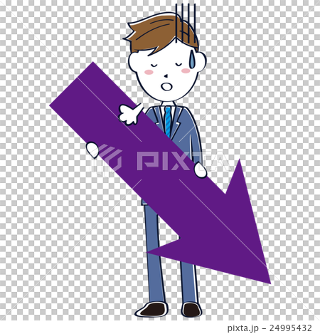 Cute line drawing salaryman blue suit Arrow... - Stock Illustration ...