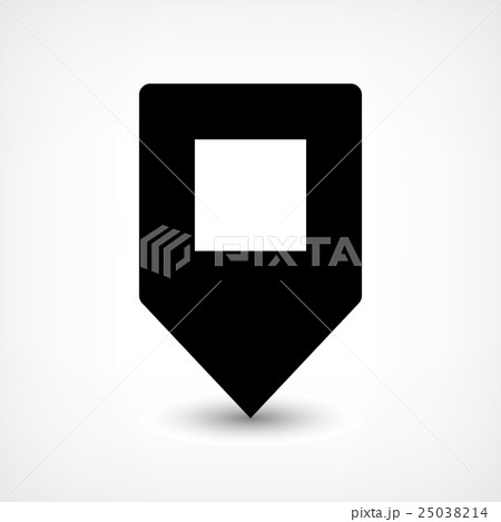 Black blank map pin flat location sign square iconのイラスト素材 [25038214 ...