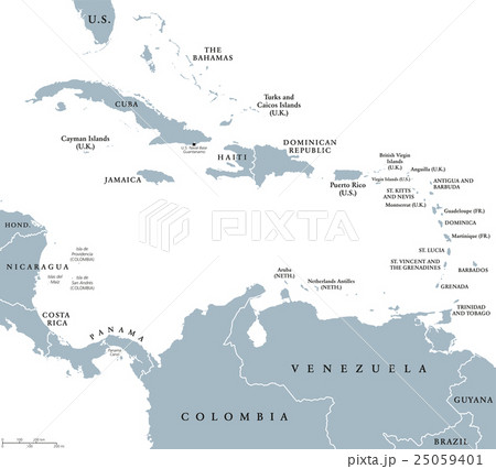 Lesser Antilles Blank Map