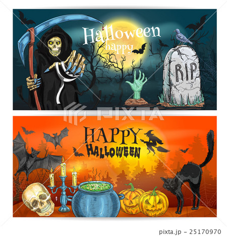 Happy Halloween decoration bannersのイラスト素材 [25170970] - PIXTA