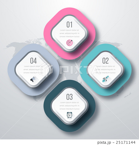 Vector illustration of four square infographicsのイラスト素材 [25171144] - PIXTA