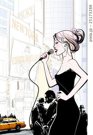 Jazz band and singer playing in New Yorkのイラスト素材 [25173266] - PIXTA