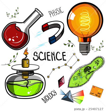Colored Hand drawn science setのイラスト素材 [25407127] - PIXTA