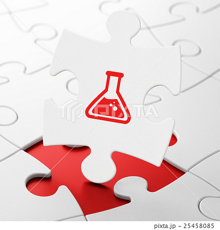 Science concept: Flask on puzzle backgroundのイラスト素材 [25458085] - PIXTA