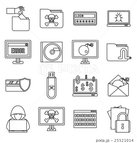 Criminal activity icons set, outline styleのイラスト素材 [25521014] - PIXTA