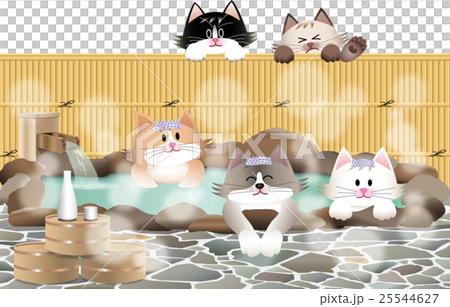 Cats and hot springs - Stock Illustration [25544627] - PIXTA