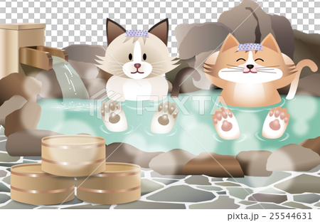 Cats and hot springs - Stock Illustration [25544631] - PIXTA