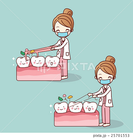dentist use floss clean teethのイラスト素材 [25701553] - PIXTA