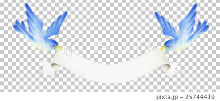 Blue bird title ribbon - Stock Illustration [25744419] - PIXTA