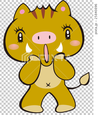Retro cute surprised wild boar - Stock Illustration [25840896] - PIXTA