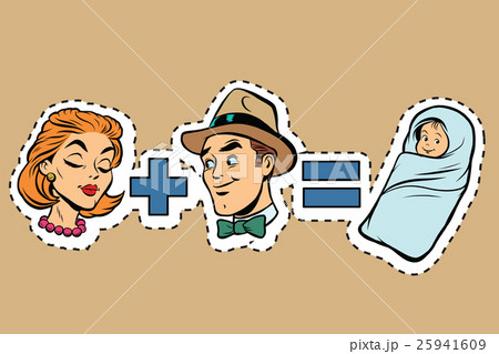 Family. Man plus woman equals child birthのイラスト素材 [25941609] - PIXTA