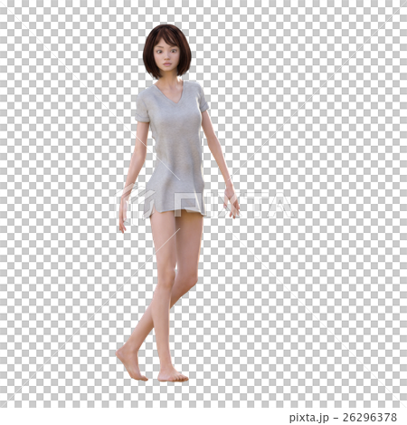 A woman with beautiful legs to pose perming3DCG... - Stock Illustration ...