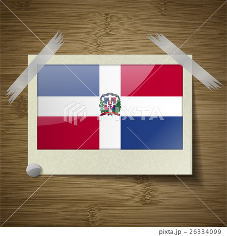 Flags Dominican Republic at frame on wooden texturのイラスト素材 [26334099 ...