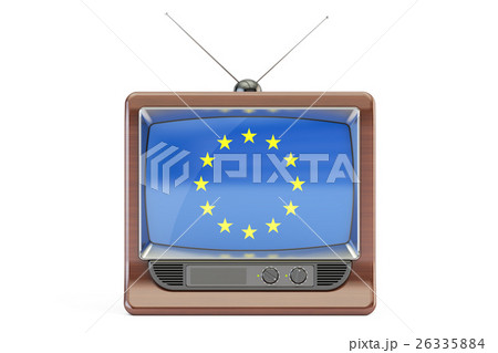 TV set with flag of EU. European Televisionのイラスト素材 [26335884] - PIXTA