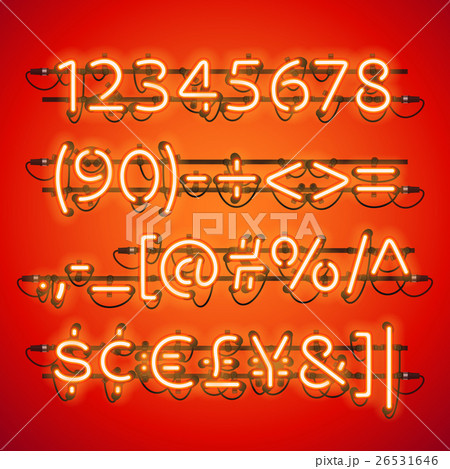 Glowing Neon Red Numbersのイラスト素材 [26531646] - PIXTA