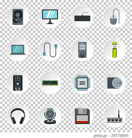 Computer equipment icons set, flat style - Stock Illustration [26578095 ...