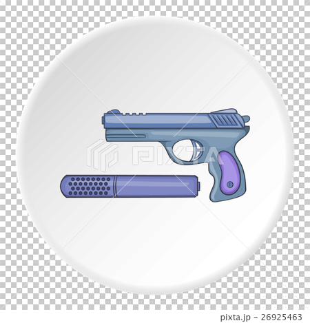 Pistol with a silencer icon, cartoon style - Stock Illustration ...