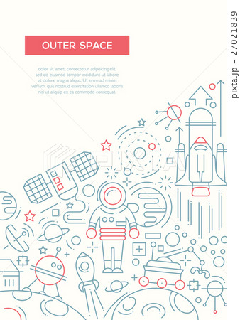 Outer Space - line design brochure poster templateのイラスト素材 [27021839 ...